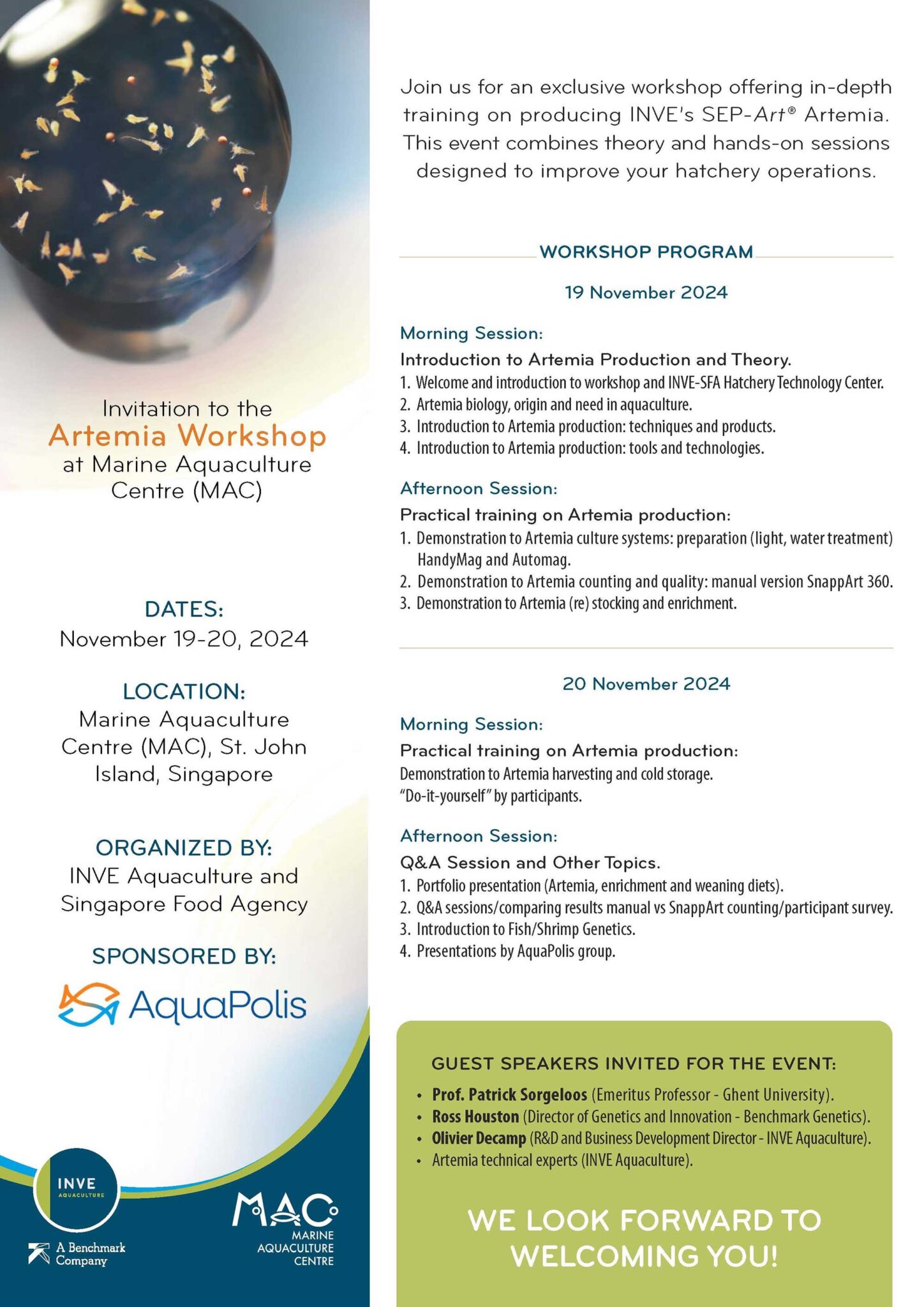 Workshop: Diving into Artemia Production with INVE Aquaculture & the ...